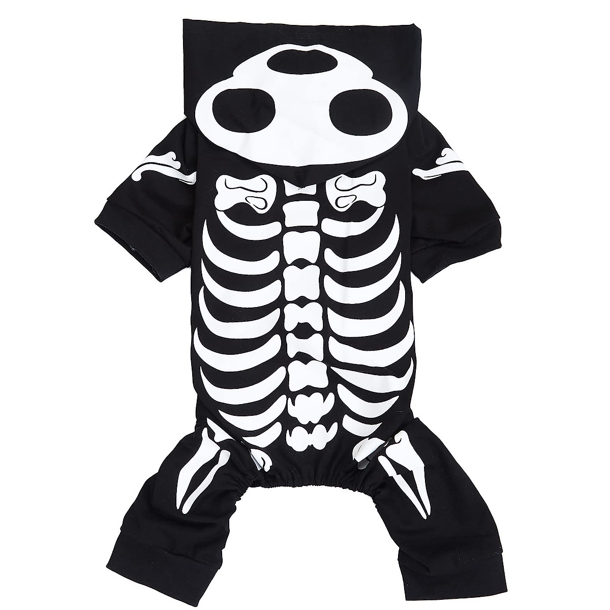 Impoosy Dog Halloween Hoodies Pet Skull Pajama Sotf Puppy Skeleton Clothes Cat Halloween Cotton Clothing (L)