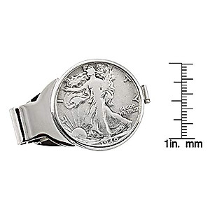 American Coin Treasures U.S Coin Money Clip - Silver Walking Liberty Half Dollar | Brass Layered in Silver-Tone Rhodium | Holds Currency, Credit Cards, Cash | Certificate of Authenticity