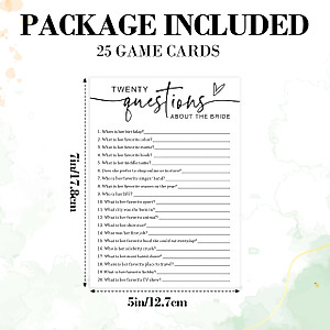 ZIIUFRN Bridal Shower Games, Twenty Questions About The Bride, 5x7 Inches, Fun and Hilarious Games for Bridal Shower, Wedding Shower, Bachelorette Party Decorations Supplies -A05