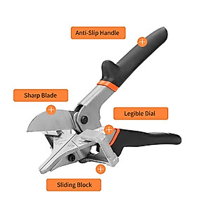 Terizger Miter Shears for Angular,Quarter Round Cutting Tool,Multi Angle Miter Shear Cutter for Wood Chips, 0-135 Degree Adjustable, with 1 Extra blade (Miter Shears)