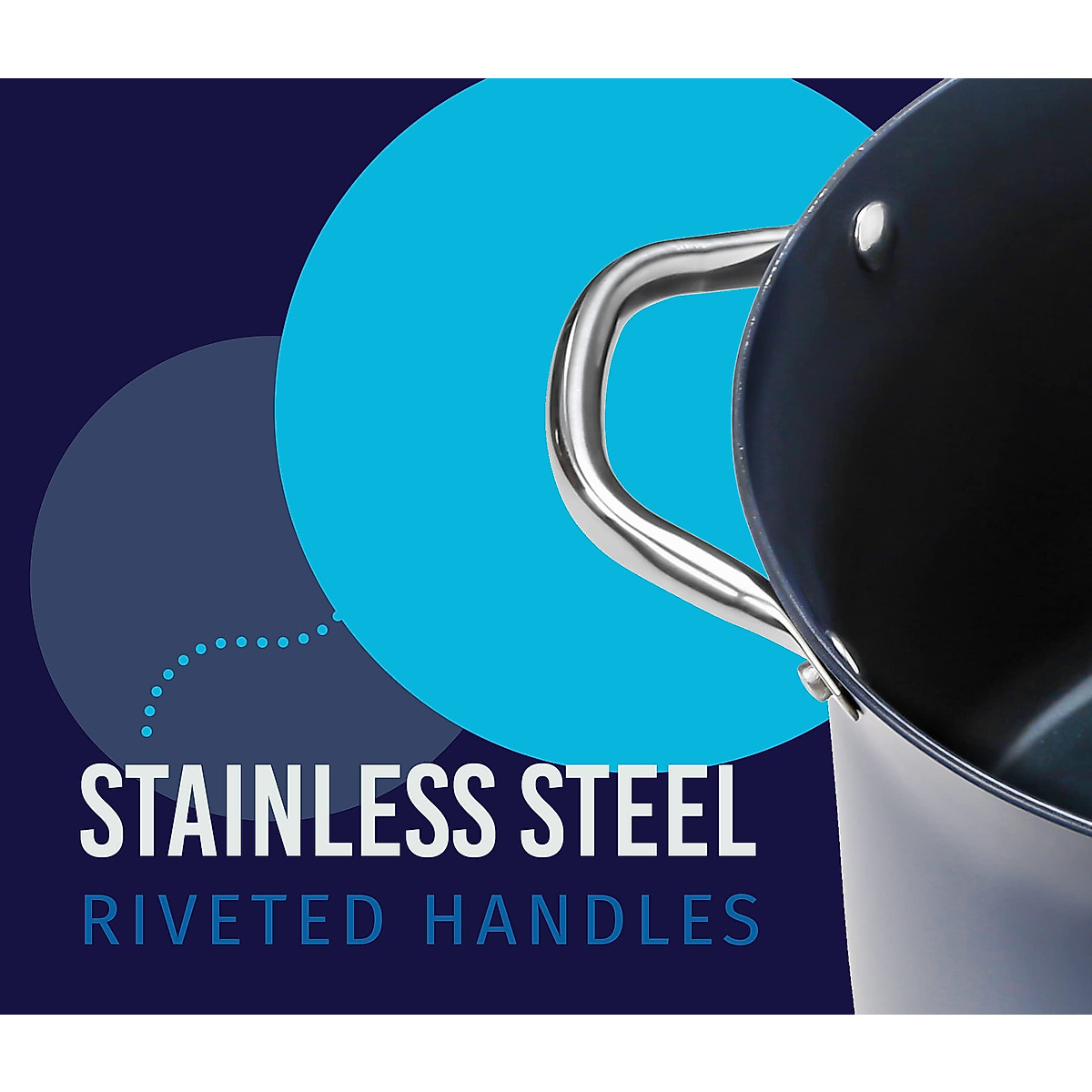 CONCORD Sapphire Nonstick 7 Quart Stock Pot Cookware Set (Induction Compatible) Blue