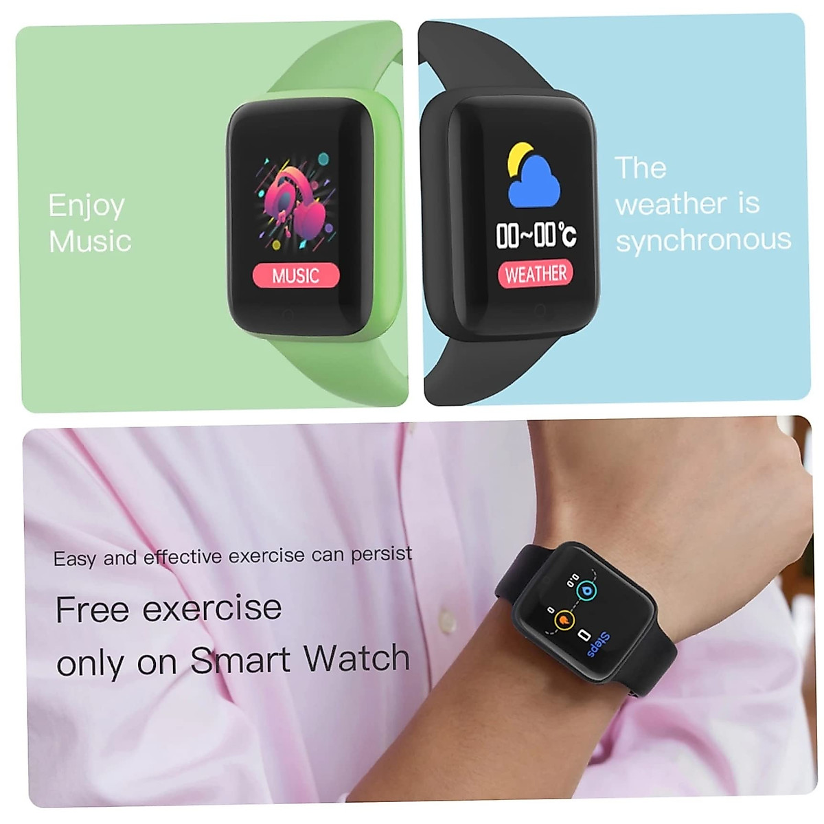 Smart Watch 1.44inch Touch Screen Fitness Watch Waterproof Heart Rate Sports Pedometer, Fitness Sport Watch,Waterproof Watch,Blood Pressure Watch, Black