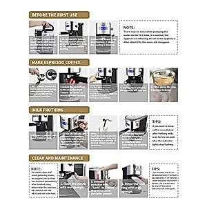 Gevi Espresso Machines 20 Bar Fast Heating Automatic Cappuccino Coffee Maker with Foaming Milk Frother Wand for Espresso, 1.2L Removable Water Tank, Double Temperature Control System 1350W, Black