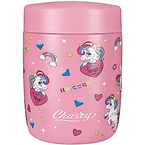 Charcy 9oz Stainless Steel Vacuum Insulated Kids Food Jar - Soup Thermo for Hot & Cold Food - Magenta Unicorn