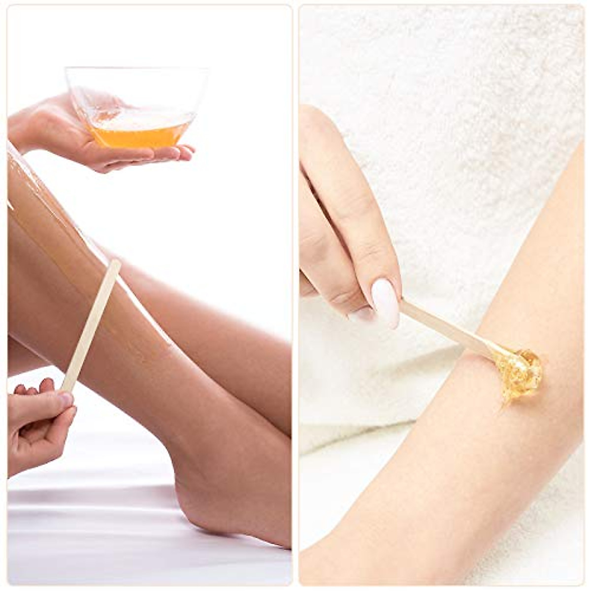 250 Pieces Wax Applicator Sticks Wood Craft Sticks for Hair Removal Eyebrow Wood Spatulas Applicator Large Small Wooden Waxing Sticks and 50 Pieces Nose Wax Applicators Sticks for Nose Hair Removal