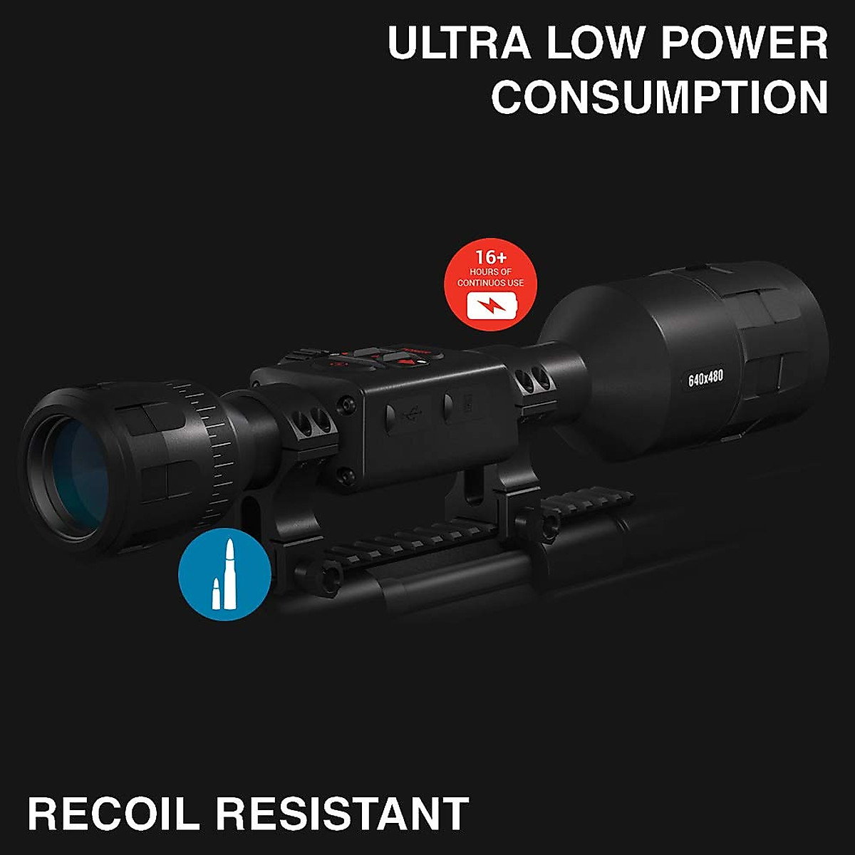 ATN Thor 4 640x480, 2.5-25x Thermal Scope w/Video rec in HD, Smooth Zoom, Bluetooth and Wi-Fi (Streaming, Gallery & Controls)