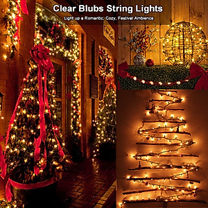Brizled Warm White Clear Christmas Lights Connectable, 21FT 100 Count Mini Incandescent String Lights Plug in, Waterproof Xmas Tree Lights Green Wire for Indoor Outdoor Home Party Garden Yard Decor