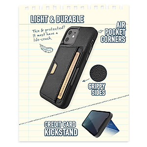 Smartish iPhone 12/12 Pro Wallet Case - Wallet Slayer Vol. 2 [Slim Protective Kickstand] Credit Card Holder (Silk) - Black Tie Affair