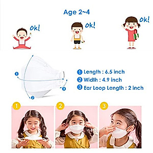 [5 Pack] (Age 2 to 4) You & I White KF94 Certified Kids Face Mask 4-Layers Premium Filters (Made in Korea)