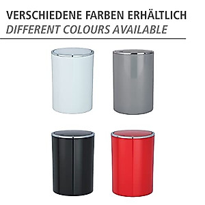 WENKO Inca Trash Can with Lid, Waste Bin with Swing Lid, Small Trash Can, Mini Trash Can, Small Garbage Can, Small Waste Basket, 1.3 Gal, Ø 7.28 x 10.04 in, Gray