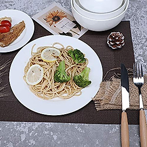 amhomel 12-Piece Bone China Natural White Salad Plates, Porcelain Dessert Plates, Round Dinnerware Sets, Scratch Resistant, Lead-Free, Microwave, Oven, and Dishwasher Safe (8.75-inch)