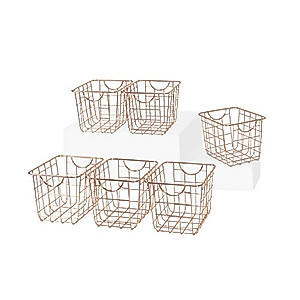Spectrum Diversified Wire Pet, Toy, Office, Dorm Storage Bin Organizer, Basket, Mini, Pack of 6, Copper