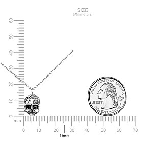 Diamond Skull Necklace for Women 925 Sterling Silver 1/10ct (I-J, I3), 18 inces, by Keepsake