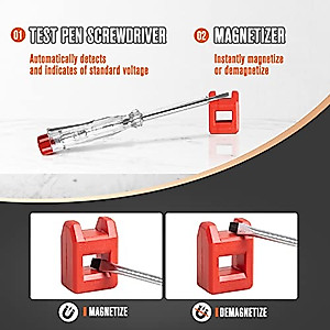 XJX 21-Piece Magnetic Screwdriver Set, Precision Screwdriver Set Phillips/Slotted/Torx Screwdriver Set Professional Cushion Grip Screw Driver Set with Tester Screwdriver, Magnetizer