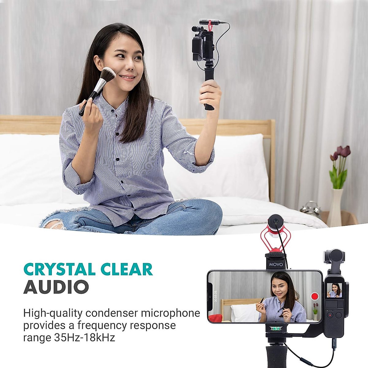 Movo VXR10 Universal Video Microphone Bundle with Dongle Adapter - Compatible with DJI OSMO Pocket 1 and 2 - DJI OSMO Mic for Vlogging, Journalism, YouTube Video Recording, and More