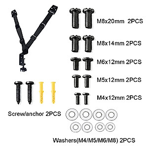 JOLIRSBOX Child Proof TV Safety Straps- TV Earthquake Strap Furniture Anchors Work for Baby Proofing Secures to TV Stand and Walls,Heavy Duty Metal Plate, Adjustable Strap, No Plastic Parts