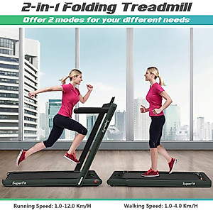 GYMAX Walking Pad, 2.25HP Foldable Treadmill with LED Display, Remote & Smart App Control, 2 in 1 Under Desk Treadmill, Portable Compact Folding Treadmill for Small Space/Home/Office (Emerald)