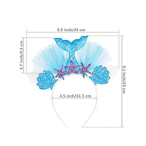 KIPETTO 5Pcs Mermaid Tail Headband Starfish Tulle Hairbands Mermaid Hair Accessories for Women Girls