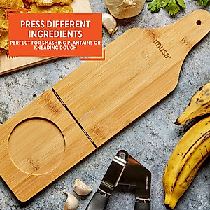 IMUSA USA Traditional Jumbo Bamboo Tostonera/Plantain Masher,Natural