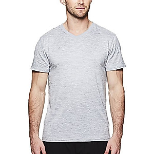 Gaiam Men's Everyday Basic V Neck T Shirt - Short Sleeve Yoga & Workout Top - Sleet Heather Everyday, Small