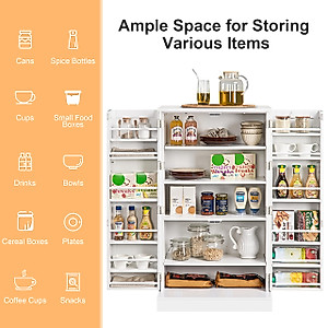 Yaheetech Storage Cabinet, Pantry Cabinet Cupboard with Door and Adjustable Shelves, Freestanding Utility Storage Cabinet for Dinning Room/Living Room, White