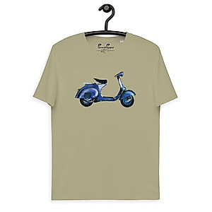 Vintage Vespa Mens Fitted Organic Cotton T-Shirt Sage