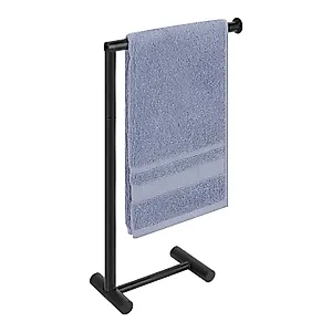 Livabber L-Shape Hand Towel Holder Stand, Metal Hand Towel Rack Modern Countertop Hand Towel Ring Standing Towel Bar for Bathroom Kitchen(Black)