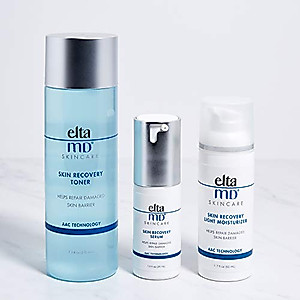 EltaMD Skin Recovery System Facial Skin Care Set includes Gentle Essence Toner, Serum and Light Moisturizer, 3-Piece Set