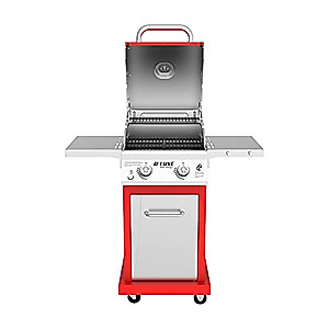 Nexgrill Deluxe 2-Burner Propane Barbecue Gas Grill with Warming Rack, 401 sq. in, 28000 BTUs, Outdoor Cooking, Patio, Barbecue Grill, Foldable Side Table, with Full stainless Steel Control Panel, Red
