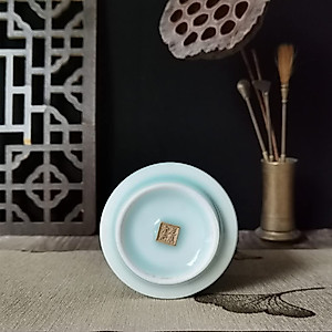 Teacups 5.5oz Porcelain Coffee Cups for Tea and Beer Chinese Celadon(Sky Blue)