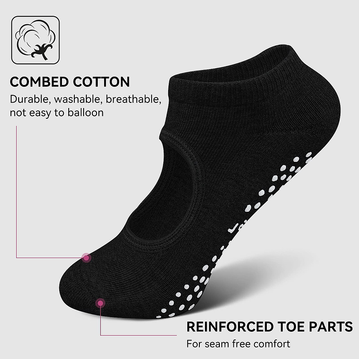 Yoga Socks Non Slip Skid Socks with Grips Pilates Ballet Barre Socks for Women
