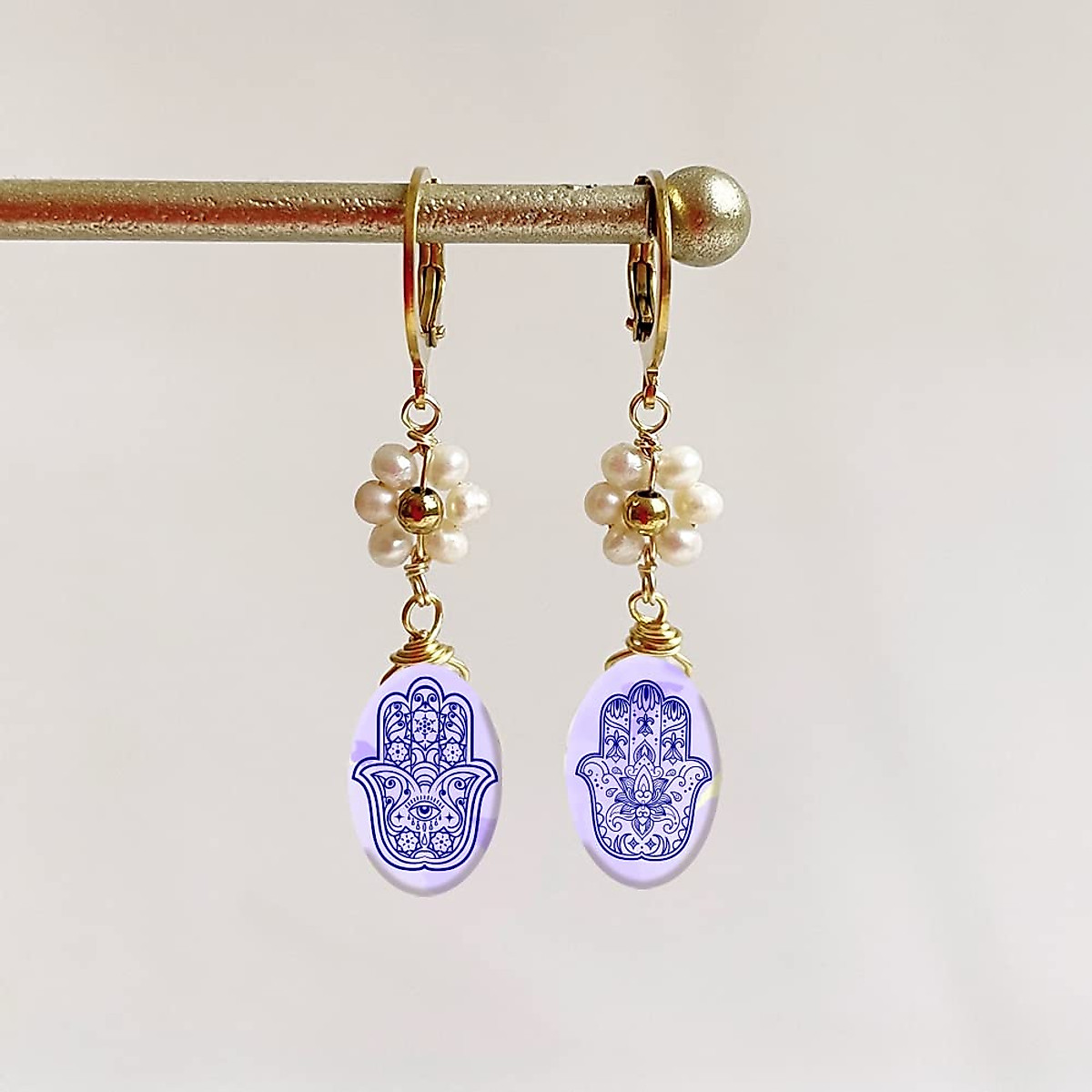 OLYCRAFT 4x5 Inch Hamsa Hand Clay Stencils Hand Silk Stencil Non-Adhesive Silk Screen Stencil Eye Clay Silk Screen Reusable Mesh Transfer for Polymer Clay Jewelry Earring Making