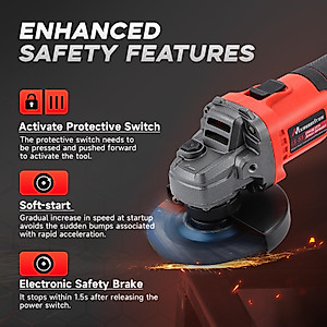 Mxmoonfree 4-1/2" Cordless Angle Grinder, Electric Angle Grinder Compatible with Dewalt Battery (Battery Not Included) for Grinding, Cutting, Polishing and Carving, Tool Only