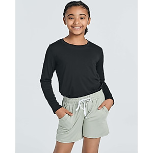 4 Pack: Girls Girl Long Sleeve Tshirts Shirt Tshirt Shirts Tees Active T-Shirts Tops Dry Fit Crew Neck Active Athletic Essentials Soccer Sports Yoga Gym Young Teen Chicas Clothes - Set 2, M (10-12)