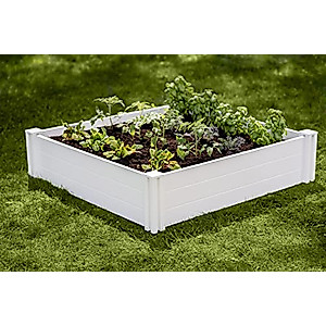 Vita Classic 4'X4'x11 Vinyl Raised, White VT17108 x 4ft Modular Garden Bed, 11" H