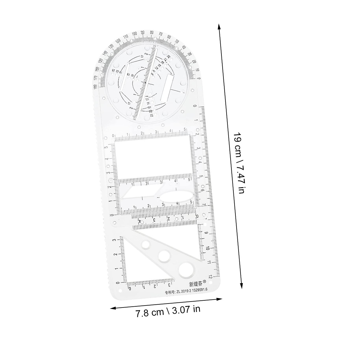 Ciieeo Multi-Functional Ruler Set for Boys and Girls Scale Ruler Geometric Drawing Template for School Education