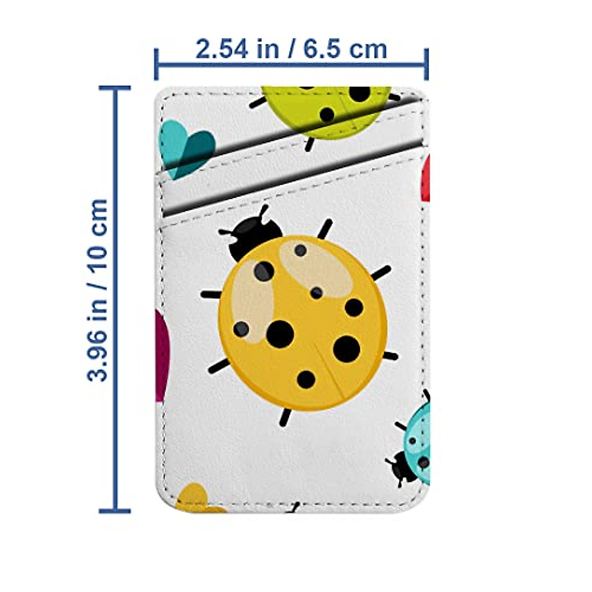 Diascia Pack of 2 - Cellphone Stick on Leather Cardholder ( Color Ladybug Isolated Pattern Pattern ) ID Credit Card Pouch Wallet Pocket Sleeve