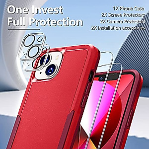 NINDOO Designed for iPhone 13 Mini Case [Shockproof Protective Hard Back] [Military Grade Drop Tested] [Dust-Proof and Anti-Fingerprint],Protection Phone Case for iPhone 13 Mini 5.4 inch. (Red)…