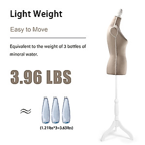 HOMBOUR Female Mannequin Torso Dress Form, Sewing Mannequin Body, Adjustable Manikin with Wooden Tripod Base Stand for Display Dressmaker Jewelry, Grey