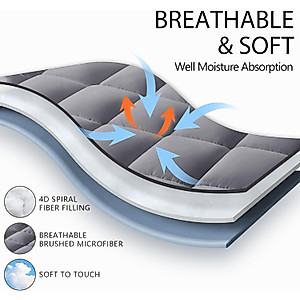 TEXARTIST Queen Mattress Pad Cover Cooling Mattress Topper Pillow Top Mattress Cover Quilted Fitted Mattress Protector with 8-21 Inch Deep Pocket