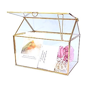 RUNIGOO Card Box for Wedding, Glass Gift Boxes, Clear Terrarium Card Holder Display Box Perfect for Centerpiece Decor, Wedding Receptions, Graduation Party Supplies 9"x5.9"x7.5" (Only Box)