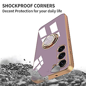 Dinick Compatible for Samsung Galaxy S23 Case with Ring Holder Kickstand [with Magnetic] Soft TPU Shockproof Electroplated Protective Phone Case for Galaxy S23 5G Purple