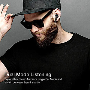 TETHYS True Wireless Earbuds - Bluetooth 5.0 in-Ear Headphone Compatible with iPhone & Android Phone, Built-in Microphone/Pro Bass/Charging Case Included, Buds IPX5 Sweatproof for Sport - Black