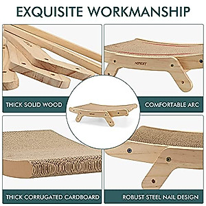 Honcet Cat Scratcher, Cardboard Cat Scratcher with Solid Wood Frame are More Durable, Reversible Cat Furniture, 5 in 1 Cat Scratchers for Indoor Cats of Small Medium Size. (1 Count (Pack of 1)