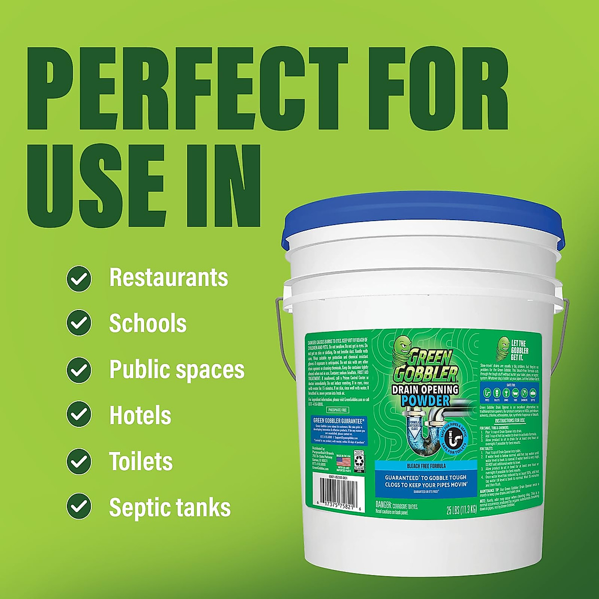 Best Eco Friendly Drain Line Cleaner | Main Drain Lines | Sink and Floor Pipes | Sewers | Urinals | Toilets | for use in Residential or Commercial Drains