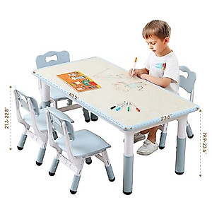 Kids table and chairs, Toddler table and chairs, Kids table (4 chairs), Kids table and chair set, Kids table and chair set 5-8 year old. Toddler table and chair set with 16 leg covers +12 color pens