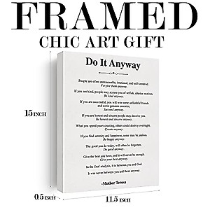 Motivational Do It Anyway Poster Canvas Wall Art Print Poster Painting Framed Minimalist Artwork for Home Office Decor 12 X 15 Inch