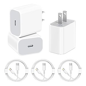3-Pack 20w PD USB C Fast Wall Charger for iPhone Charger with 3-Pack 6FT Extra Long Charging Cables Compatible with i Phone 11 12 13 14 Plus/Pro/Pro Max/Mini/X/Xs Max/XR/ipad