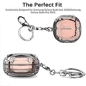 Miimall Compatible with Samsung Galaxy Buds 2 Pro 2022/ Galaxy Buds 2 Case 2021/ Galaxy Buds Pro Case 2021/ Galaxy Buds Live 2020 Case Cover Crystal Case for Samsung Earbuds with Keychain(Clear)
