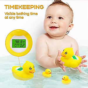 BabyElf Accurate Baby Bath Thermometer - Safety Bathtub Water Temperature Gauge, Duck Thermometers Floating Toy for Infants Bath Time, Come with 2 Extra Little Duck
